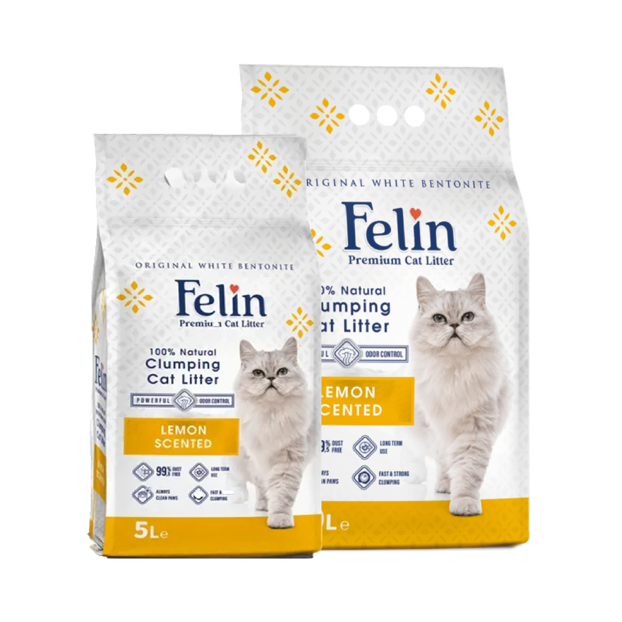 Felin White Bentonite Cat Litter Lemon Scent